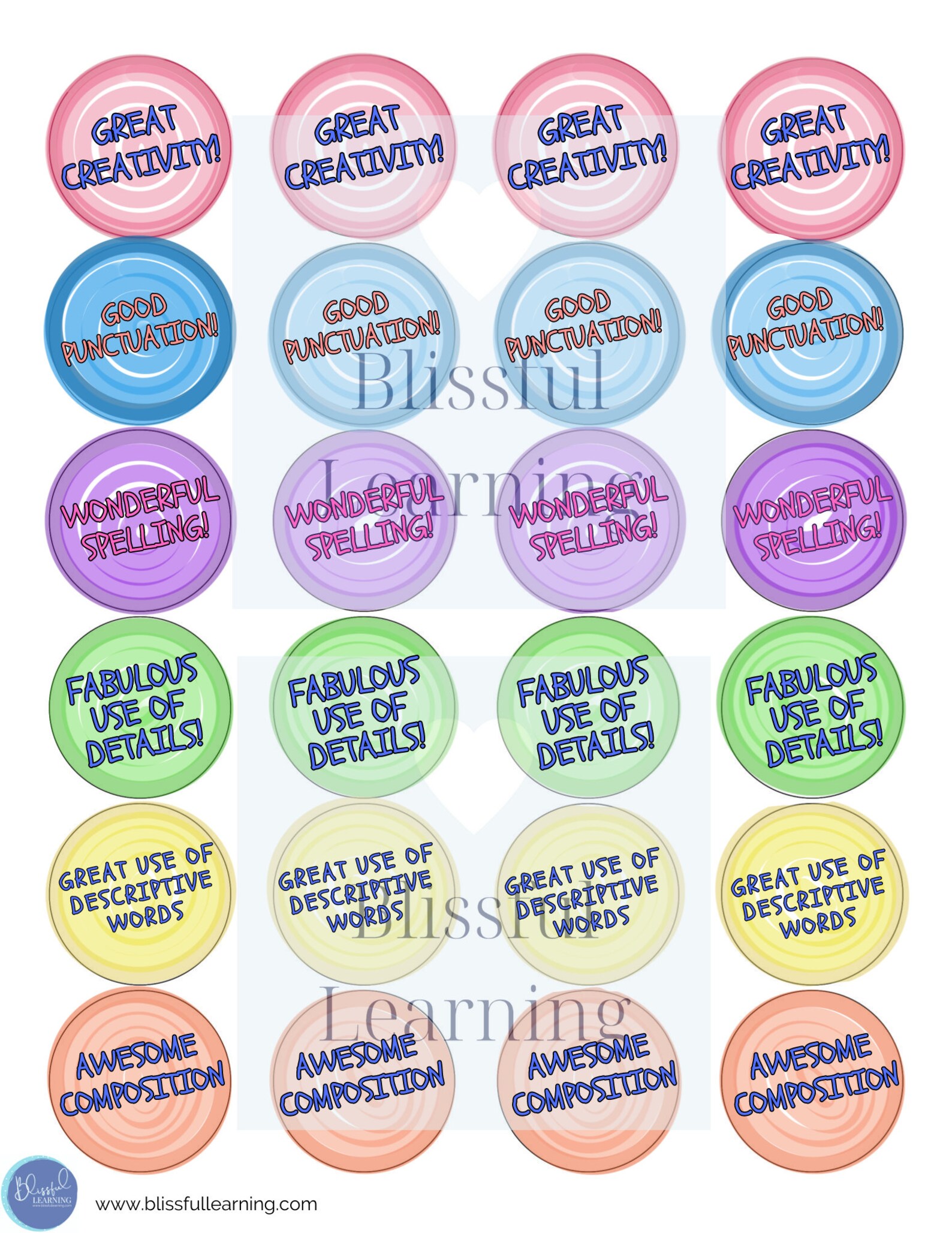 School Motivational Reward Stickers for ELA, Teacher Printable Stickers ...