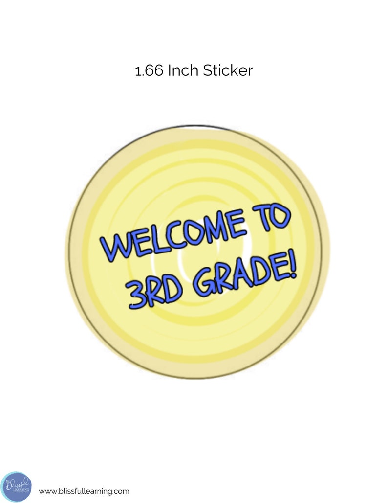 Welcome to 3rd Grade Printable Sticker, Back to School Sticker, First ...