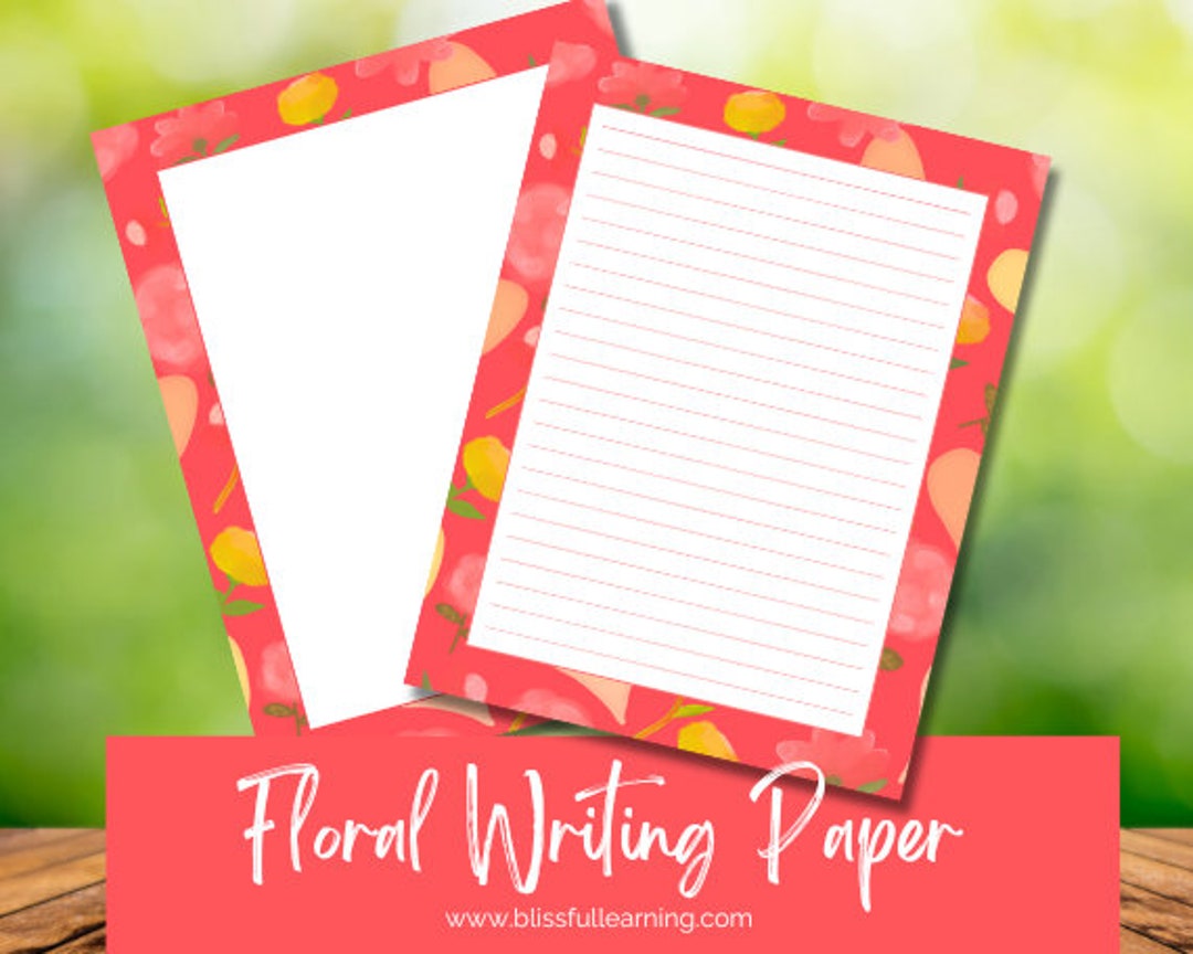 Spring Floral Writing Paper: Coral, Gold, Green (PDF Download) - Etsy