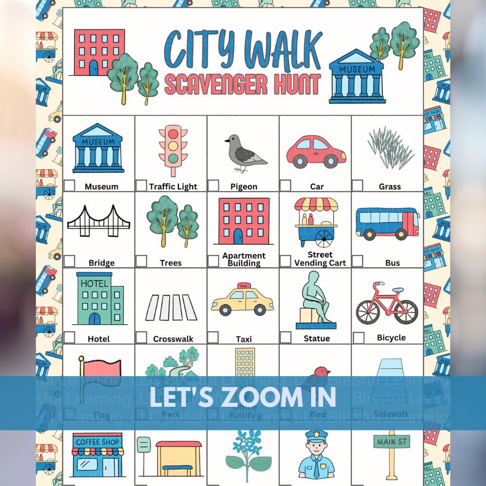 City Walk Scavenger Hunt for Kids: Outdoor Family Game (PDF Download ...
