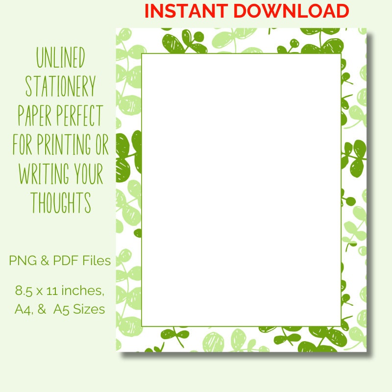 Festive Holiday Printable Writing Paper: Green Foliage - Etsy