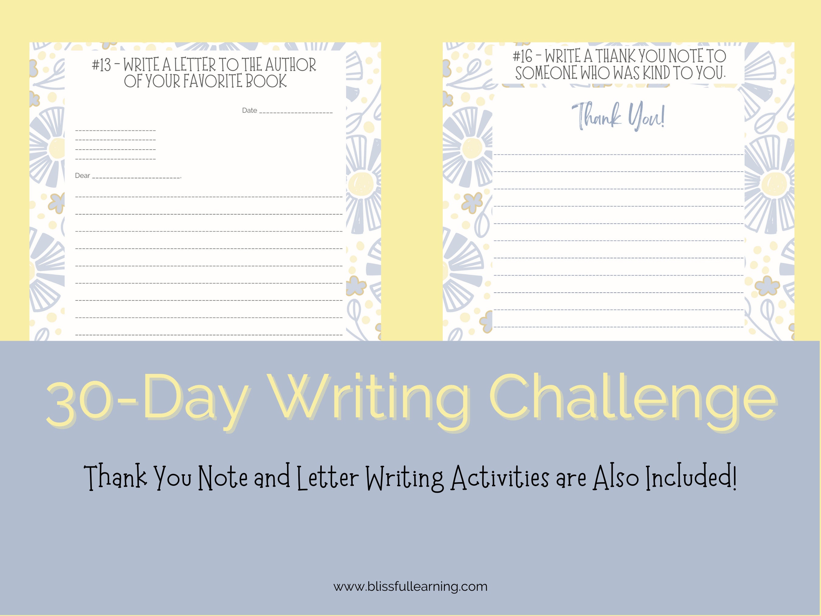 30-day Writing Challenge for Kids: Grades 3-8 (printable) - Etsy