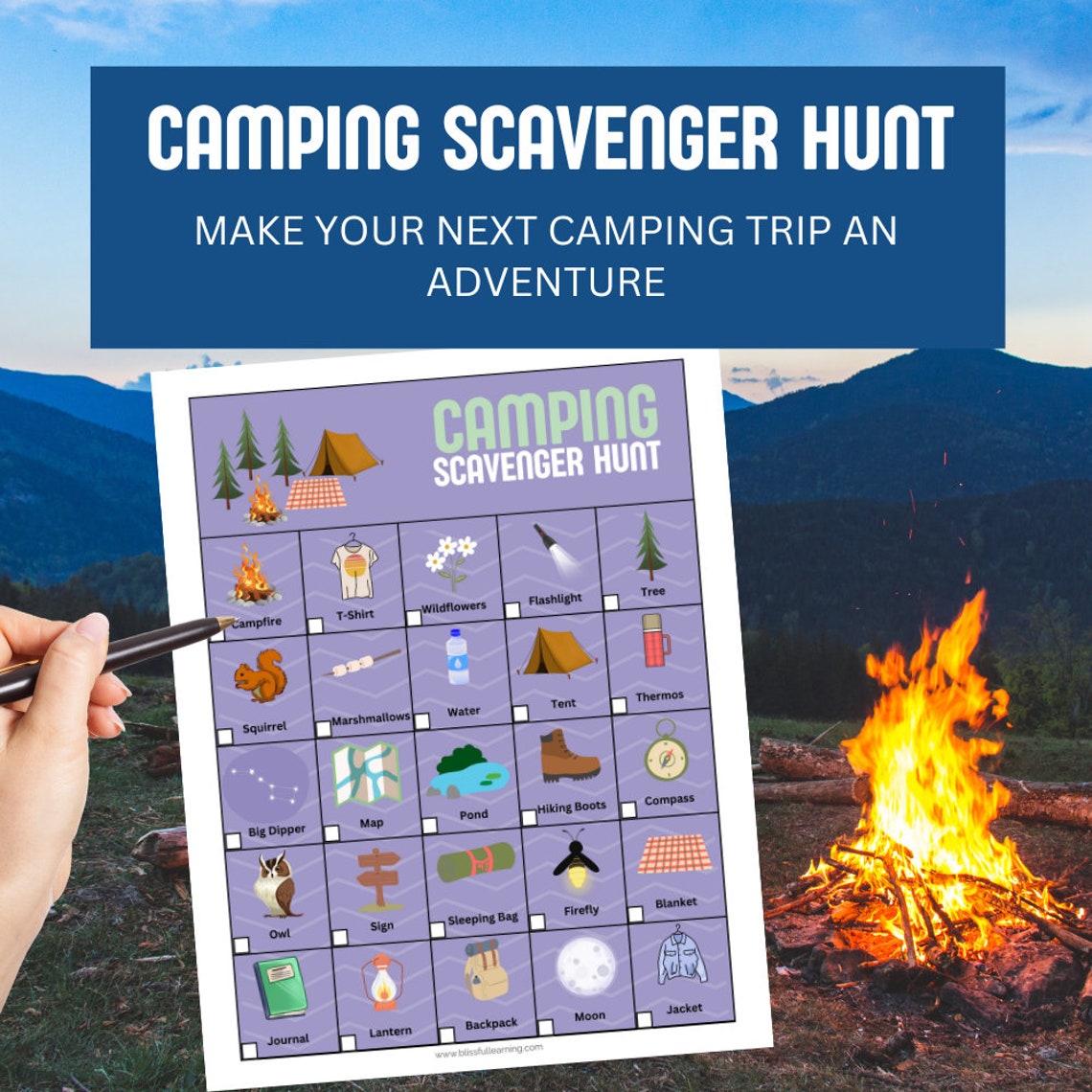 Camping Scavenger Hunt for Kids Printable, Nature Walk for Families ...