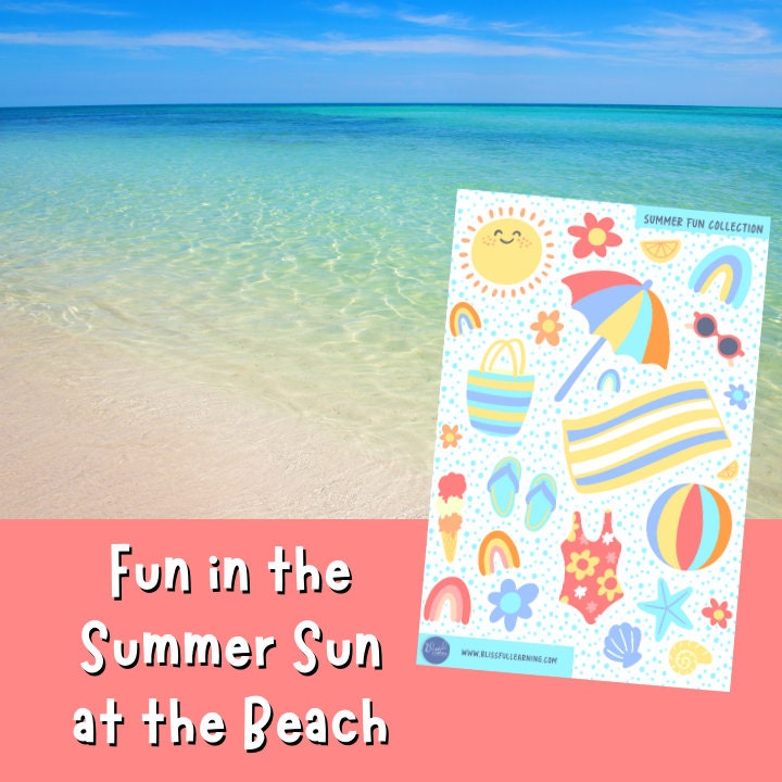Summer Beach Fun Sticker Set 26 Kiss-cut Stickers on Water-resistant ...