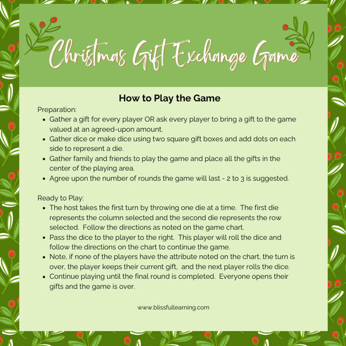 Christmas Gift Exchange Game Printable, Holiday Present Swap, Christmas ...