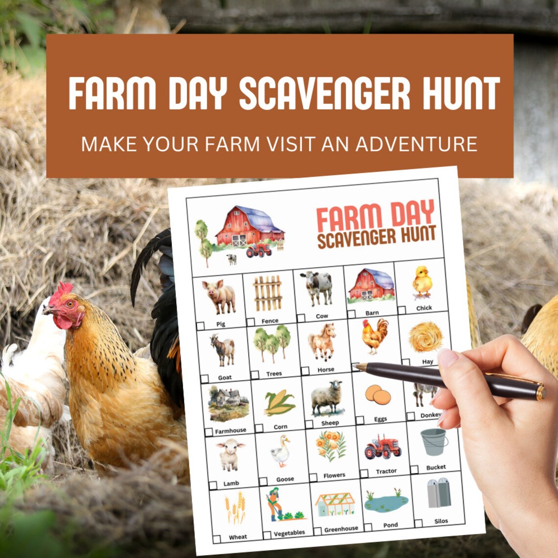 Farm Day Scavenger Hunt for Kids Printable Farm Visit Game - Etsy