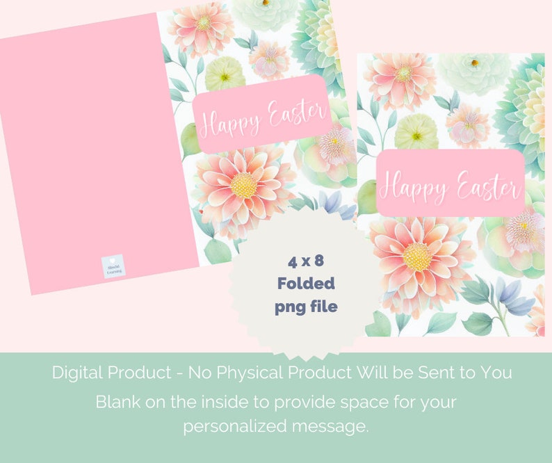 Pink Dahlia Easter Card, Printable Easter Card, Digital Easter Card ...