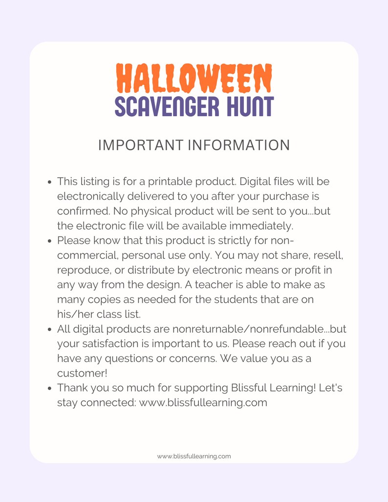 Halloween Scavenger Hunt for Kids, Halloween Printable Game, Halloween ...