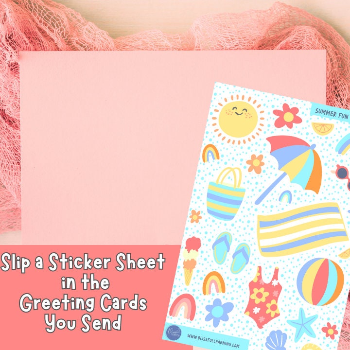 Summer Beach Fun Sticker Set 26 Kiss-cut Stickers on Water-resistant ...