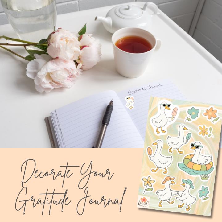 Cute Summer Goose Printable Sticker Sheet, Whimsical Duck Decorative ...