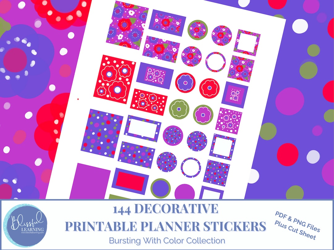 Decorative Printable Sticker Collection for Planners, Journals, and ...