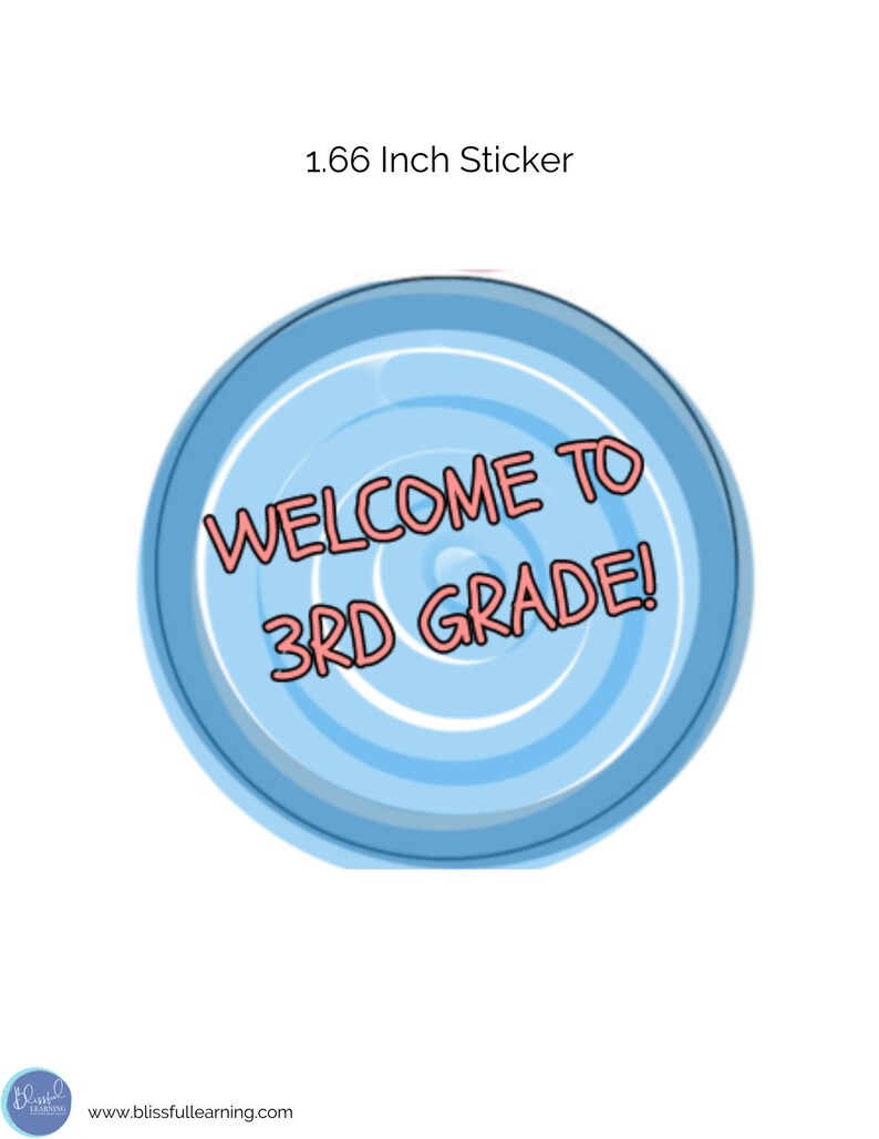 Welcome to 3rd Grade Printable Sticker, Back to School Sticker, First ...