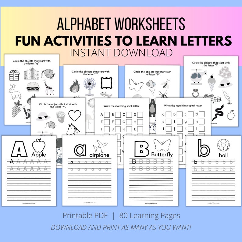 Printable Alphabet Coloring Pages for Kids, Learn Letters, Learn ABC ...