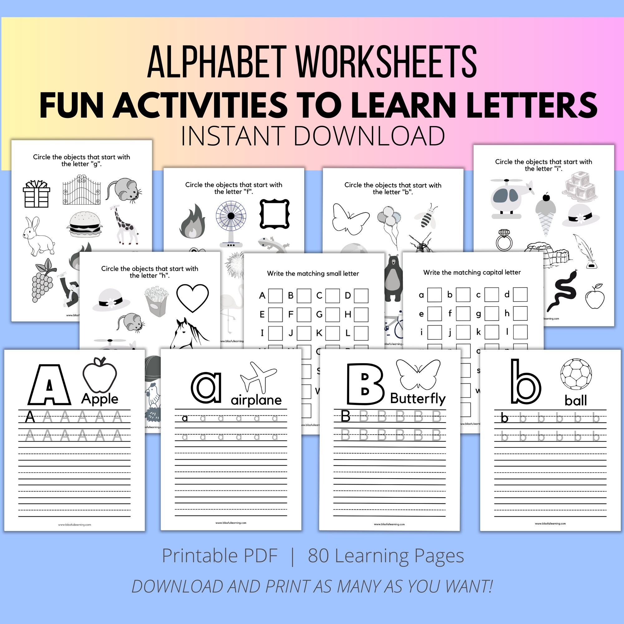 Printable Alphabet Coloring Pages for Kids, Learn Letters, Learn ABC ...