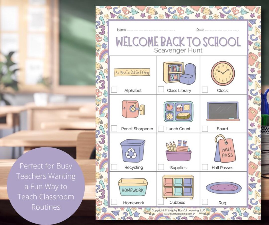 Classroom Scavenger Hunt: Back to School Teaching Routines Activity ...