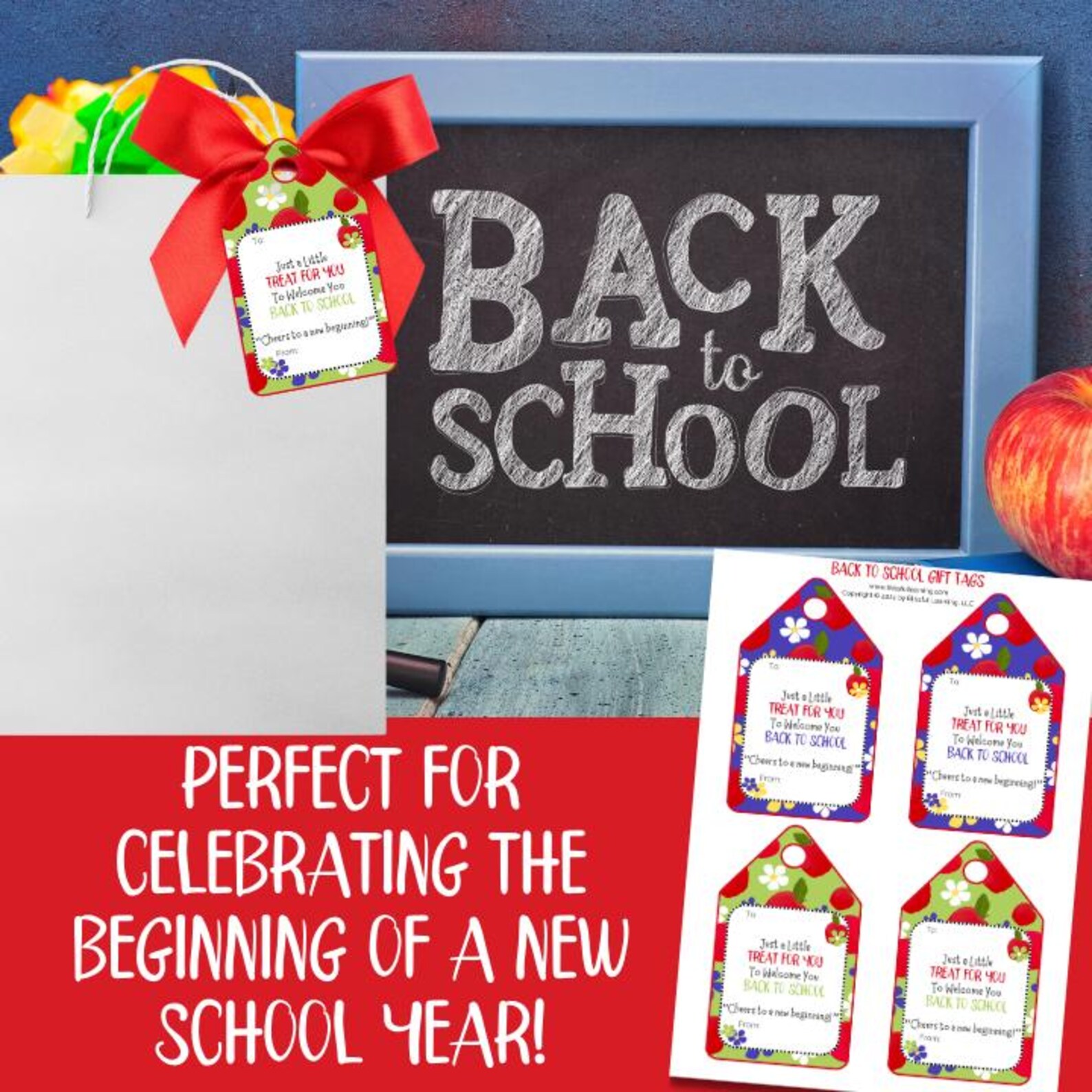 Back to School Printable Gift Tags for Teacher & Student Gifts set of 2 ...