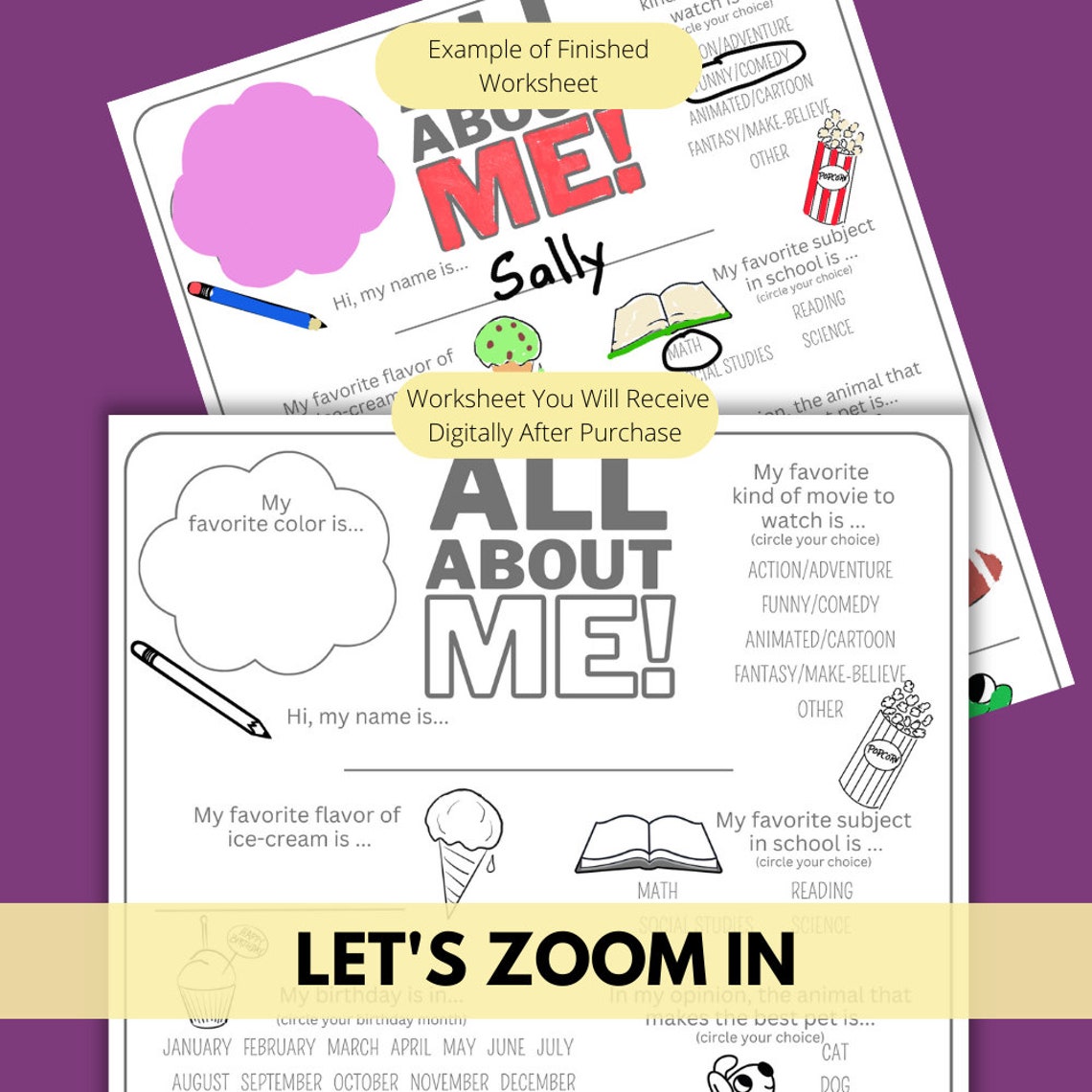All About Me Poster and Coloring Page for Students, Ice Breaker for ...