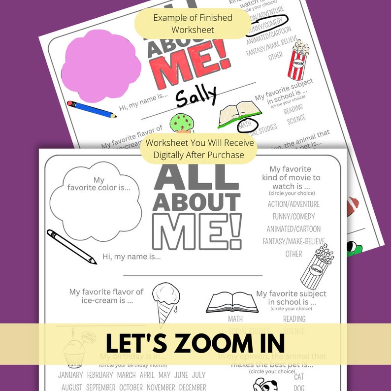 All About Me Poster and Coloring Page for Students, Ice Breaker for ...