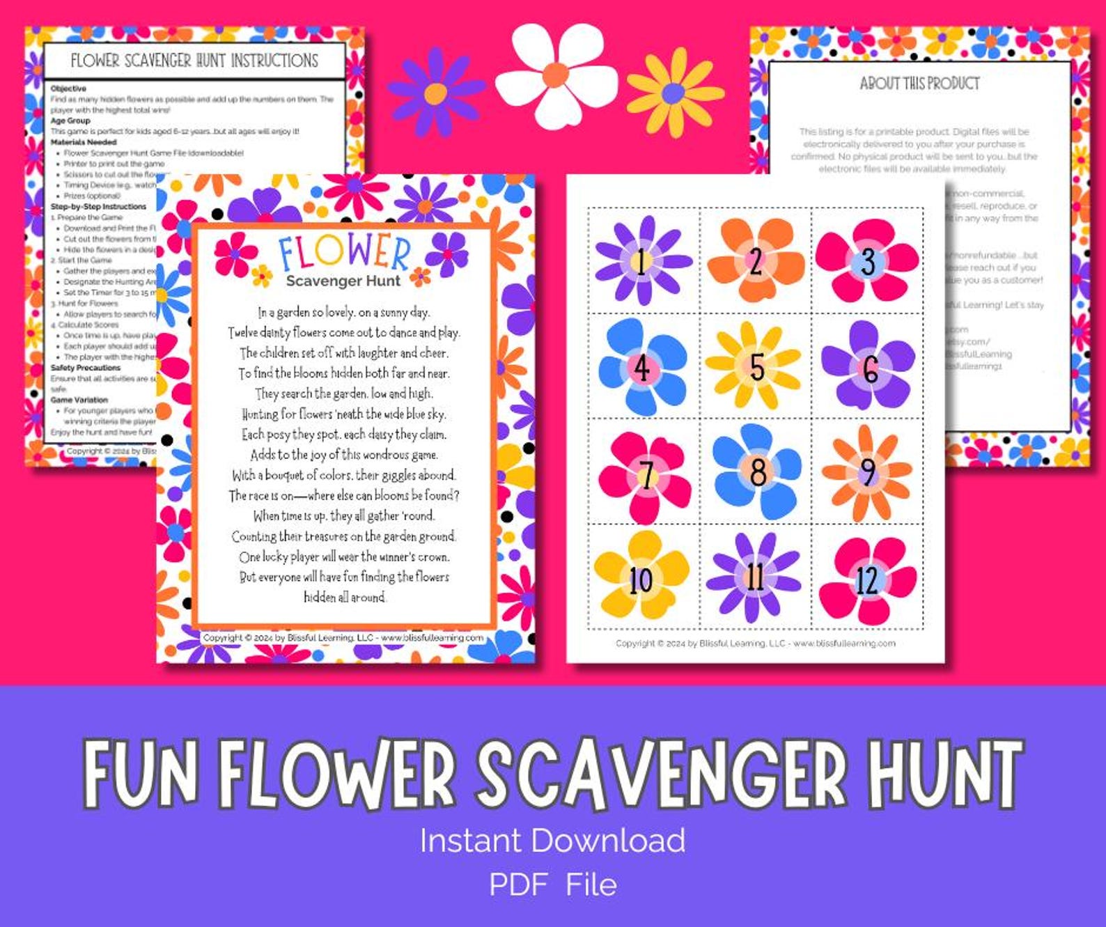 Flower Scavenger Hunt for Kids, Fun Addition Learning Game, Perfect for ...