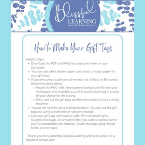 Back to School Printable Gift Tags for Teacher & Student Gifts set of 2 ...