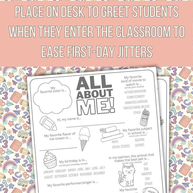 All About Me Poster: Back to School Ice Breaker Worksheet (PDF ...