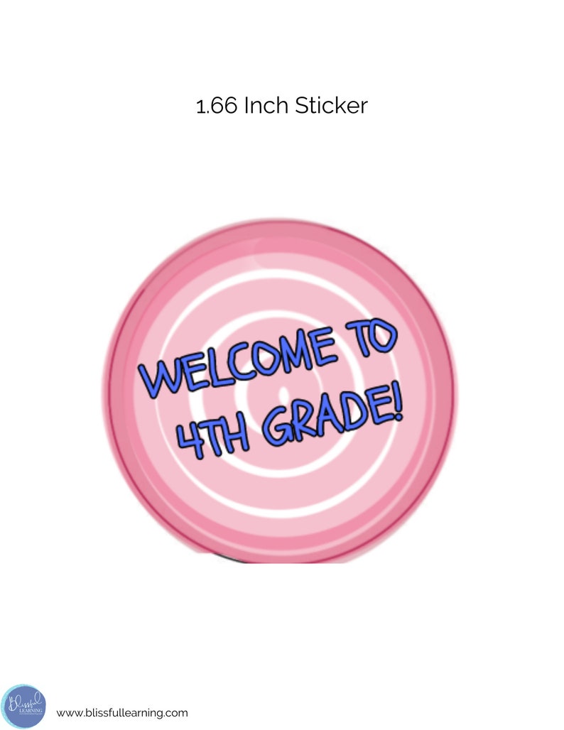 Welcome to 4th Grade Sticker, Back to School Stickers Printable, First ...
