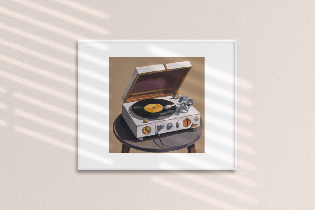 Record Player Stand Decor Vinyl Record Art Print Surreal Record Player ...