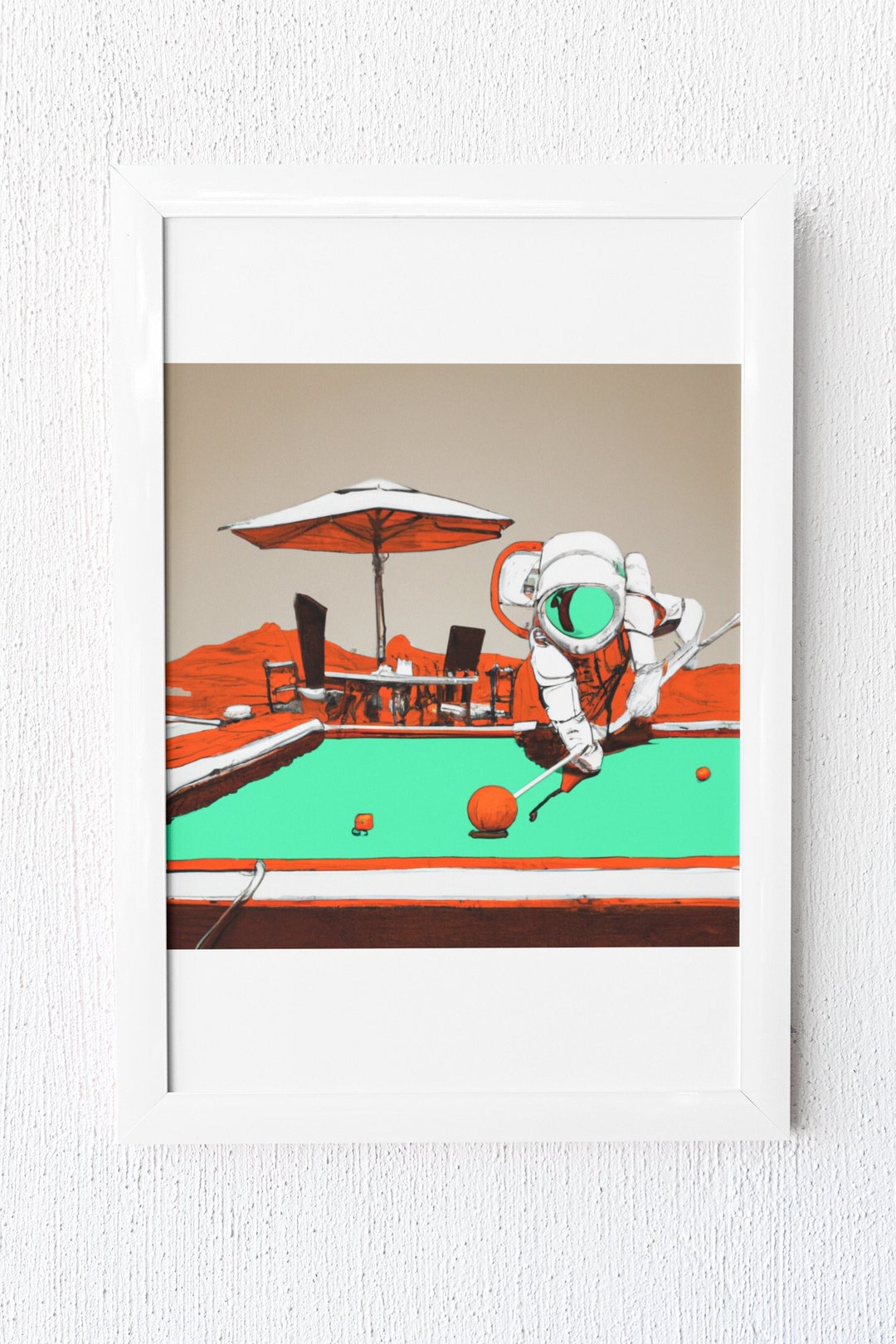 Surreal Astronaut Playing Pool on Mars Print Digital Art Print Wall ...