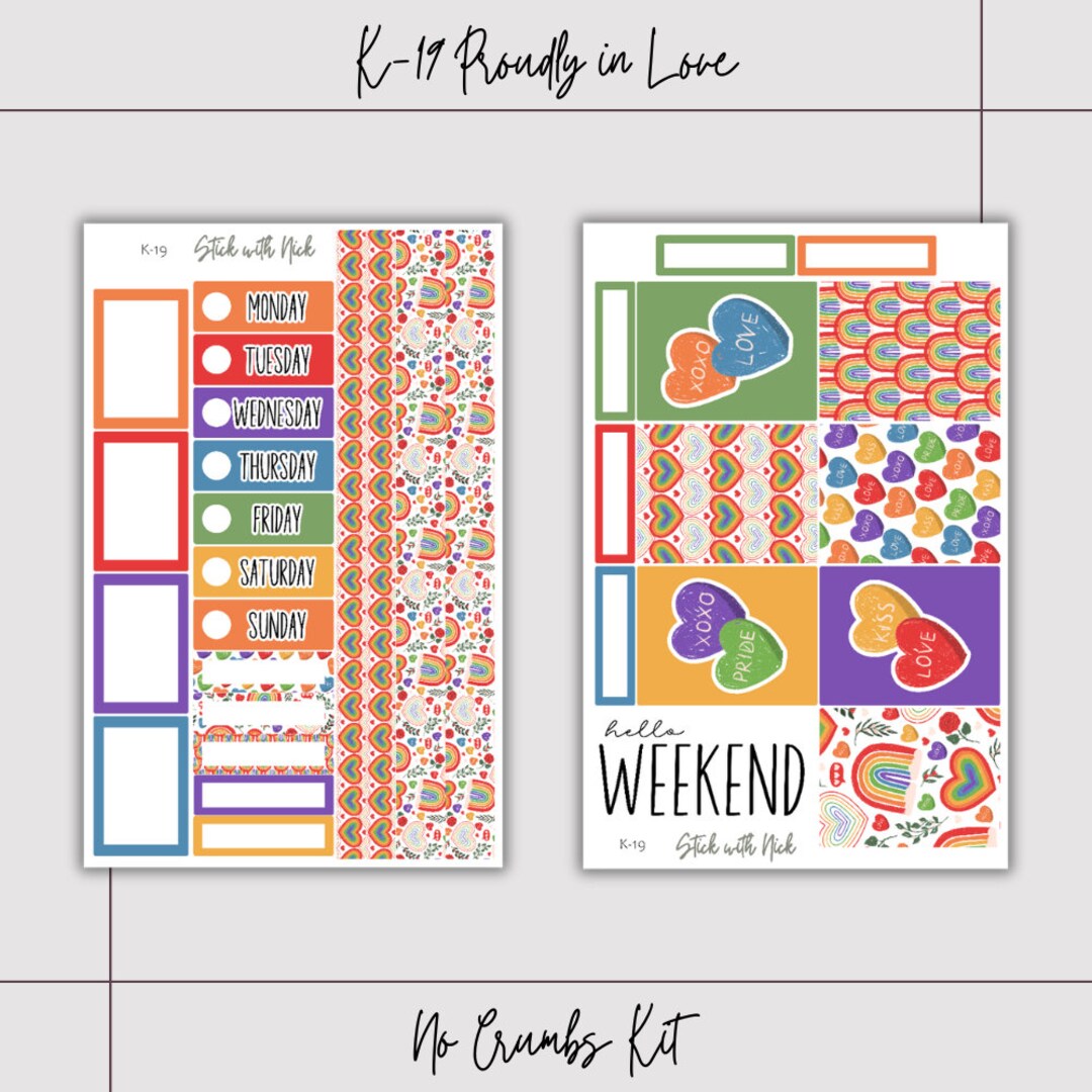 K-19 Proudly in Love no Crumbs Kit Vertical Planner Sticker Kit - Etsy