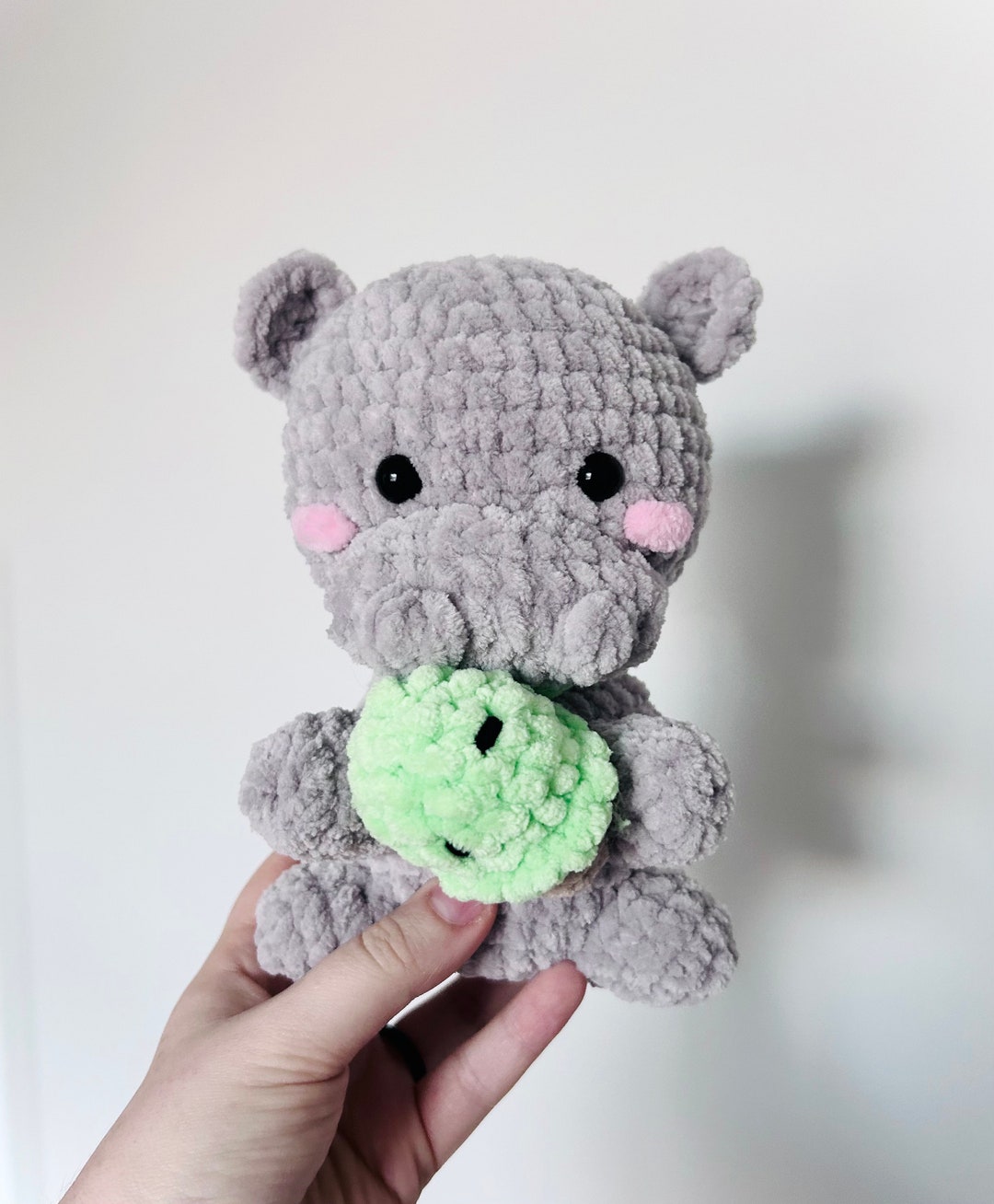 Hippo Plush Holding Ice Cream Cone, Crochet Plush - Etsy