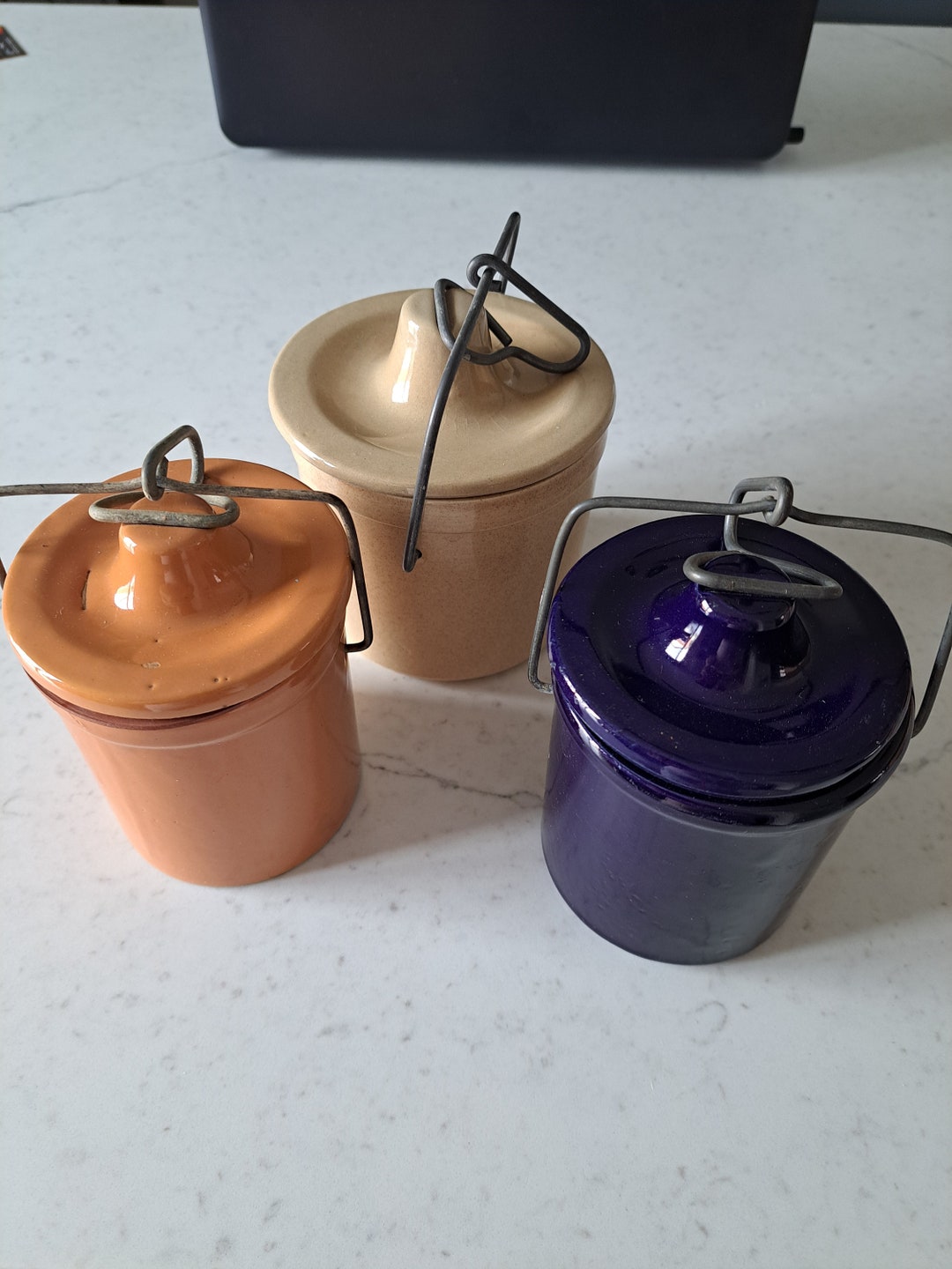 Stoneware Containers set of 3 - Etsy
