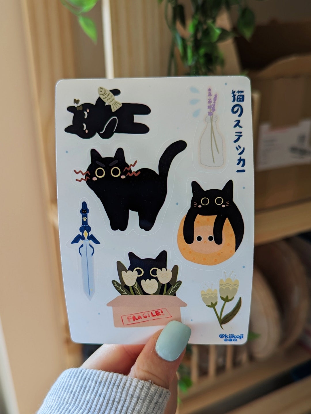 Neji Black Cat Vinyl Sticker Sheet / Cat Sticker Sheet / Cute Stickers ...