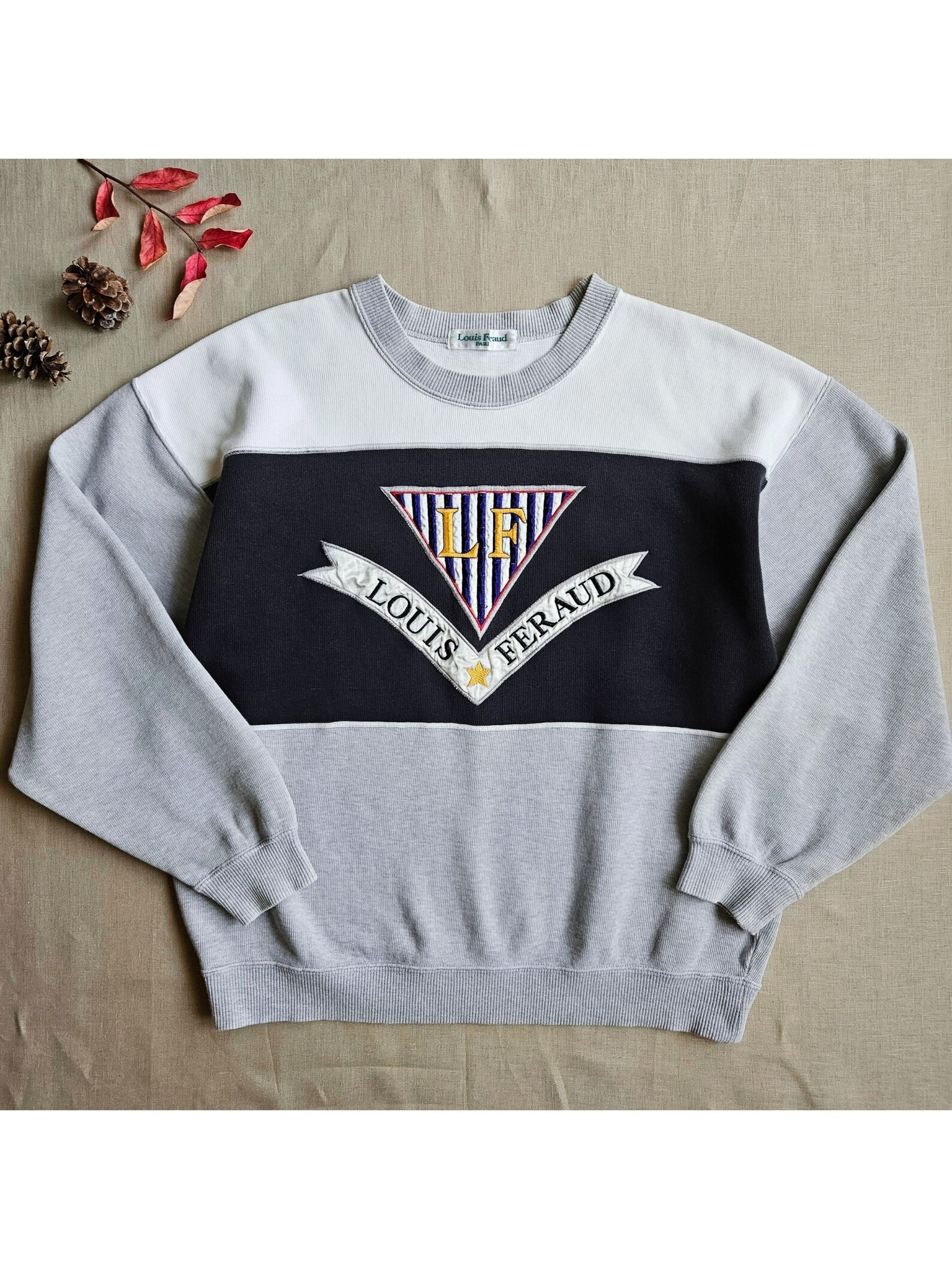 90s Vintage Louis Feraud Cotton Grey Crewneck Sweatshirt Women, Big ...