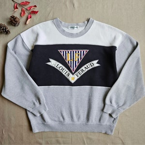 90s Vintage Louis Feraud Cotton Grey Crewneck Sweatshirt Women, Big ...