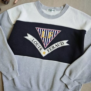 90s Vintage Louis Feraud Cotton Grey Crewneck Sweatshirt Women, Big ...