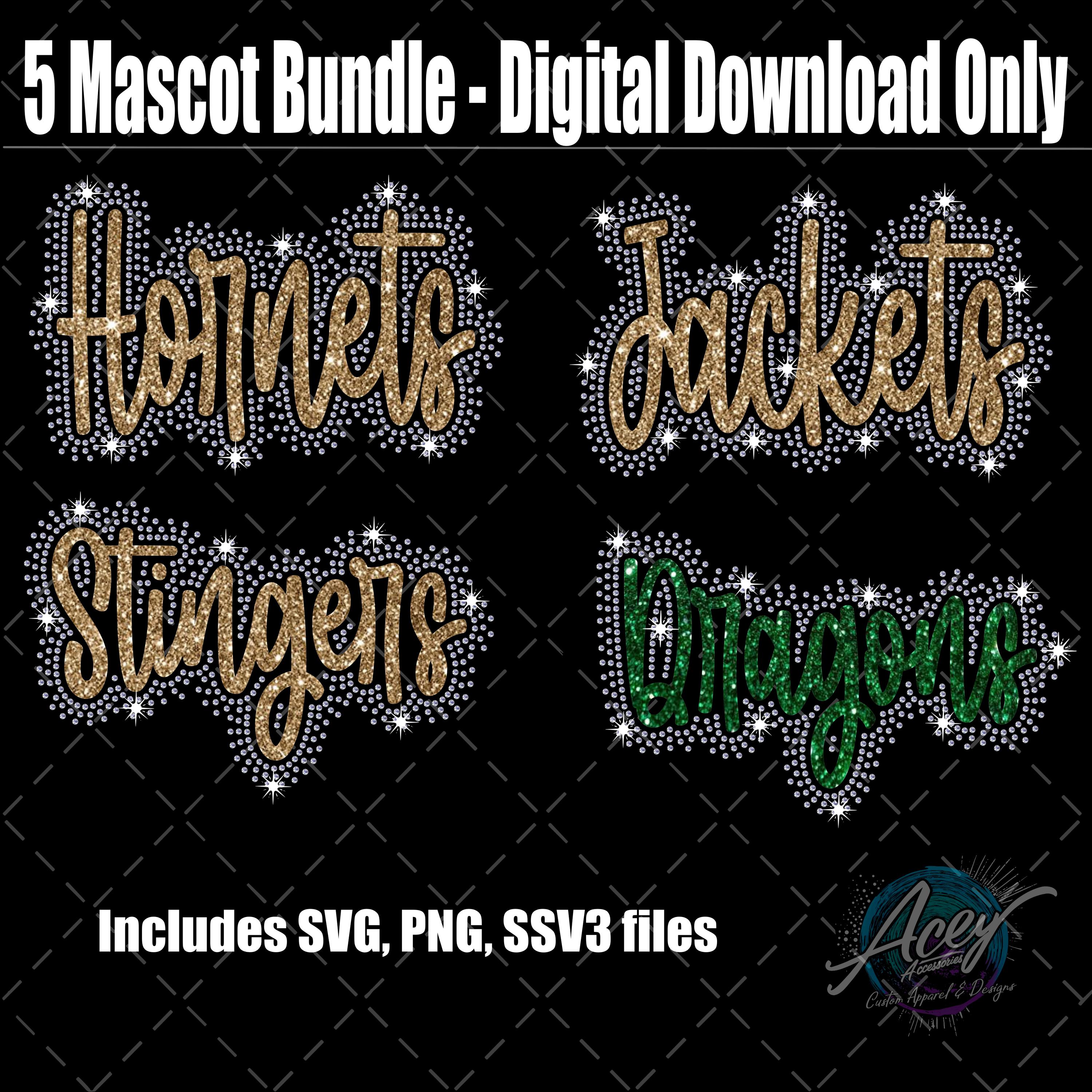 School Mascot Rhinestone Template Bundle SVG PNG | Team Spirit Designs ...