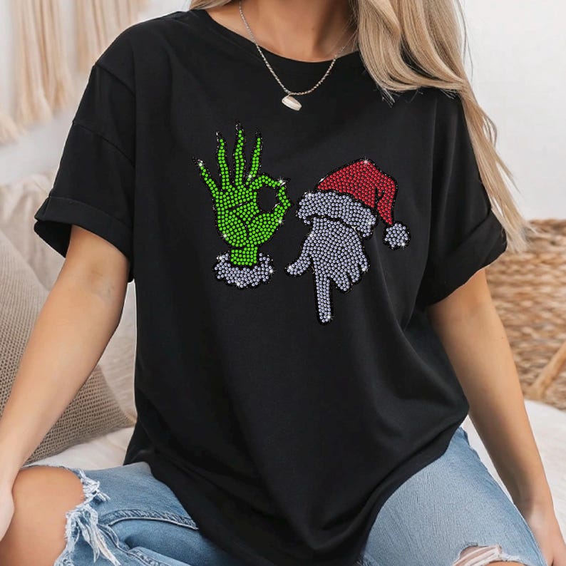 Christmas Bling Template SVG | Grinch OK & Santa Pointer | Ss10 Design ...