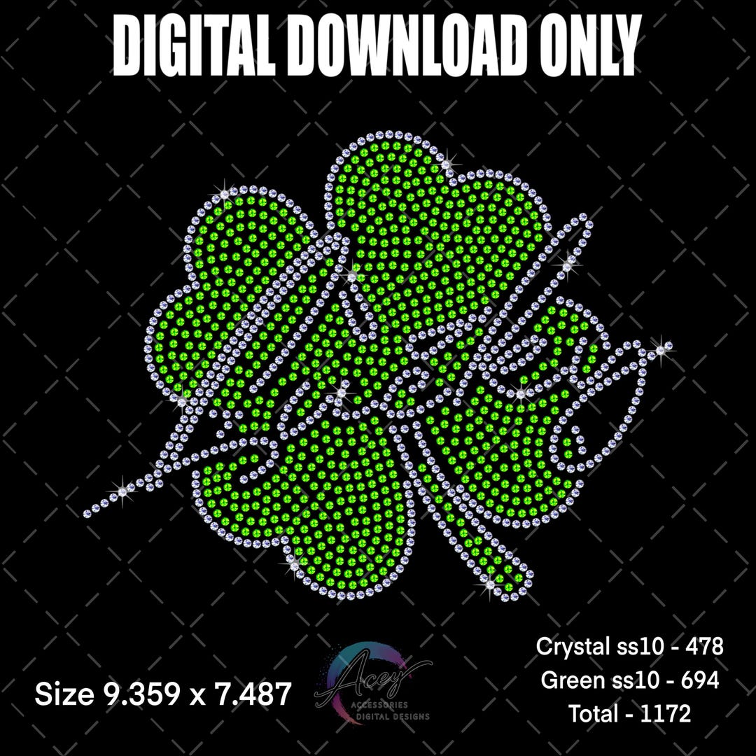 Lucky Clover Rhinestone Design | St. Patrick’s Day Bling | SS10 Stone ...