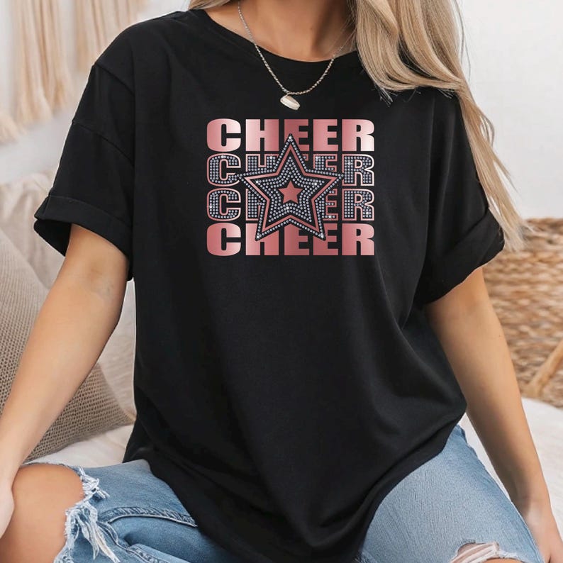 CHEER Rhinestone Star SVG | Cheer Bling Shirt Template - Etsy