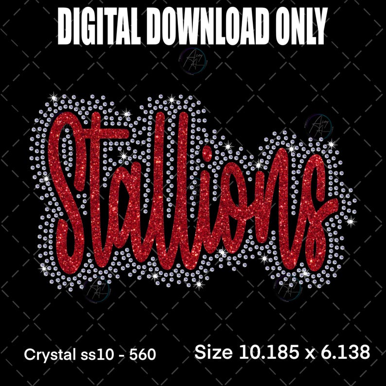 Stallions Rhinestone Template SVG | SS10 Bling Design | School Mascot ...