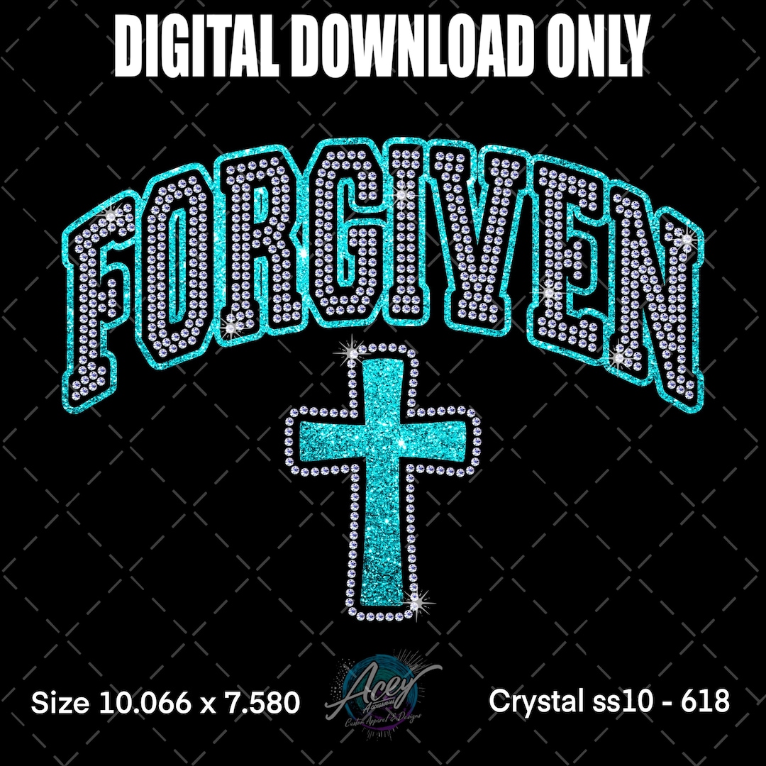 Forgiven Cross Rhinestone Template | Christian Design | Faith Bling ...