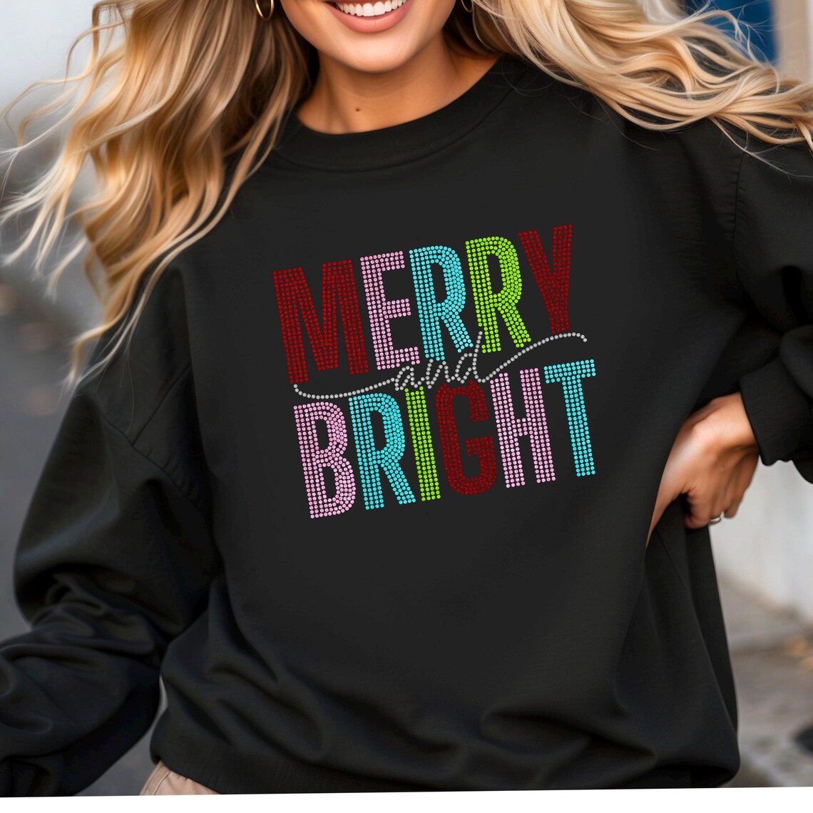 Merry and Bright Rhinestone & Spangle SVG Template (digital Download ...