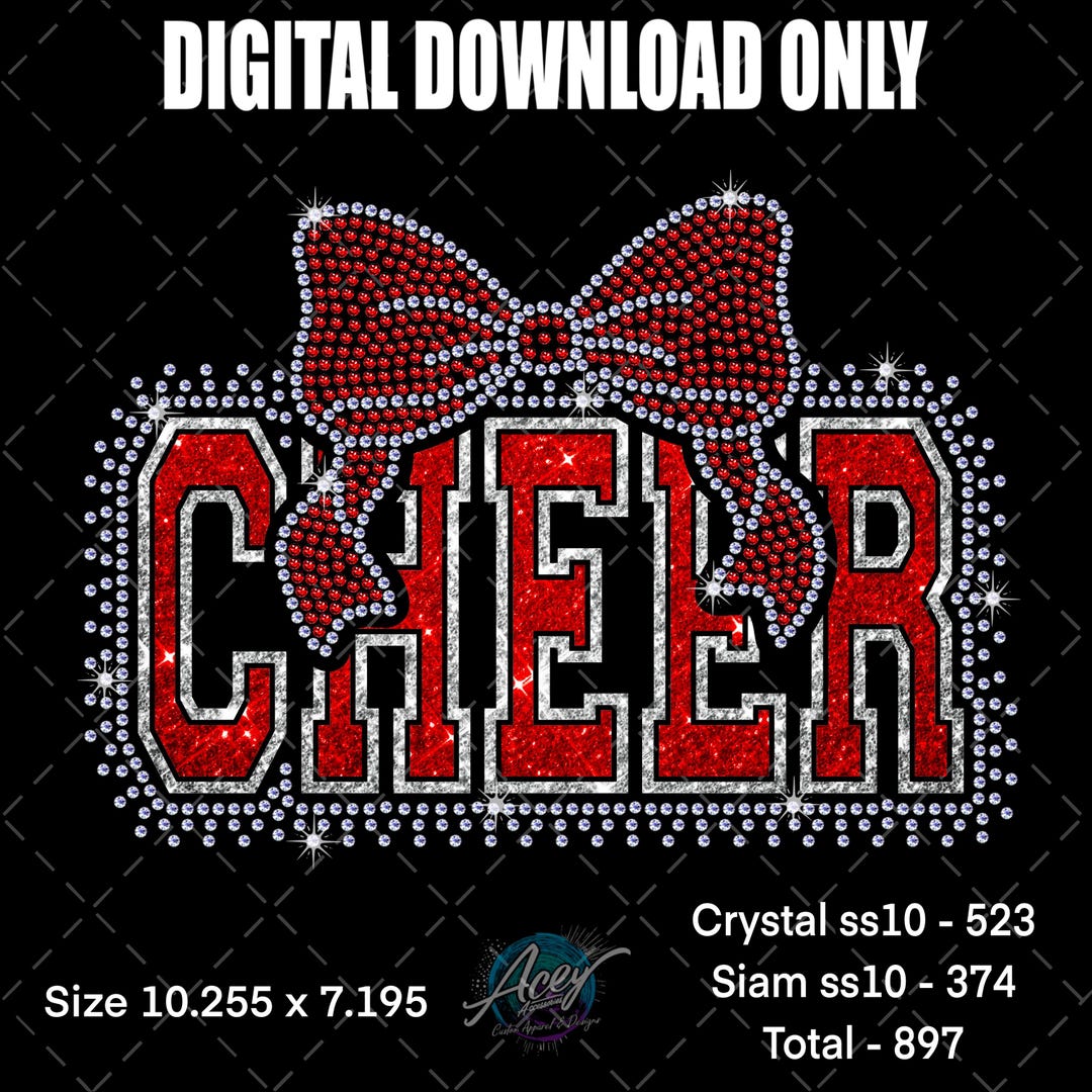Cheer Bow Rhinestone Template SVG | Bling Design | Cut File ...