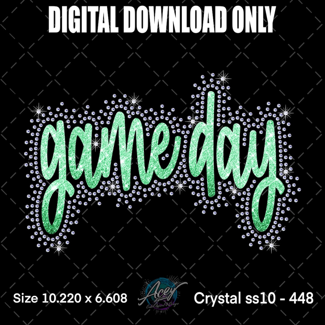 Game Day Rhinestone Script Template | Scatter Design | Crystal Cut File ...