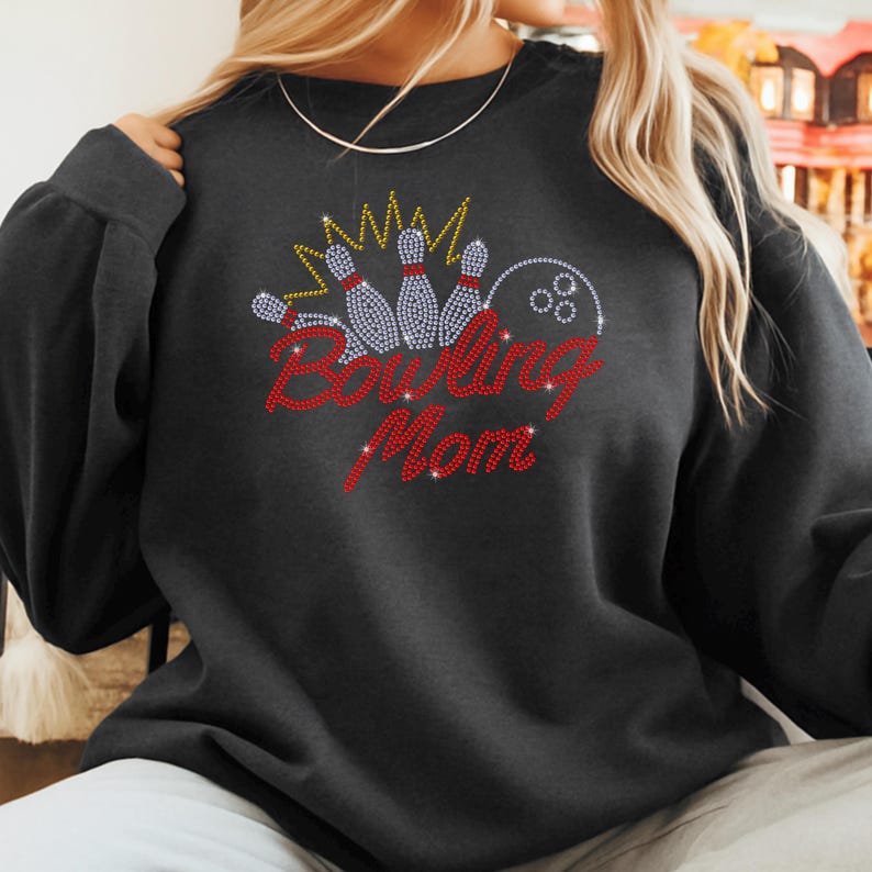 Bowling Mom Rhinestone Template SVG | Ss10 Bling Design - Etsy