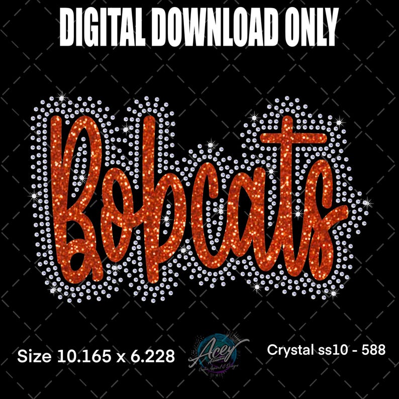 Bobcats Rhinestone Template SVG SSV3 PNG | Ss10 Bling Script Design ...
