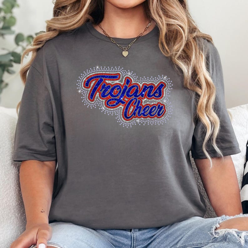 Trojans Cheer Rhinestone Template SVG, Bling Design, Hotfix Cut File ...