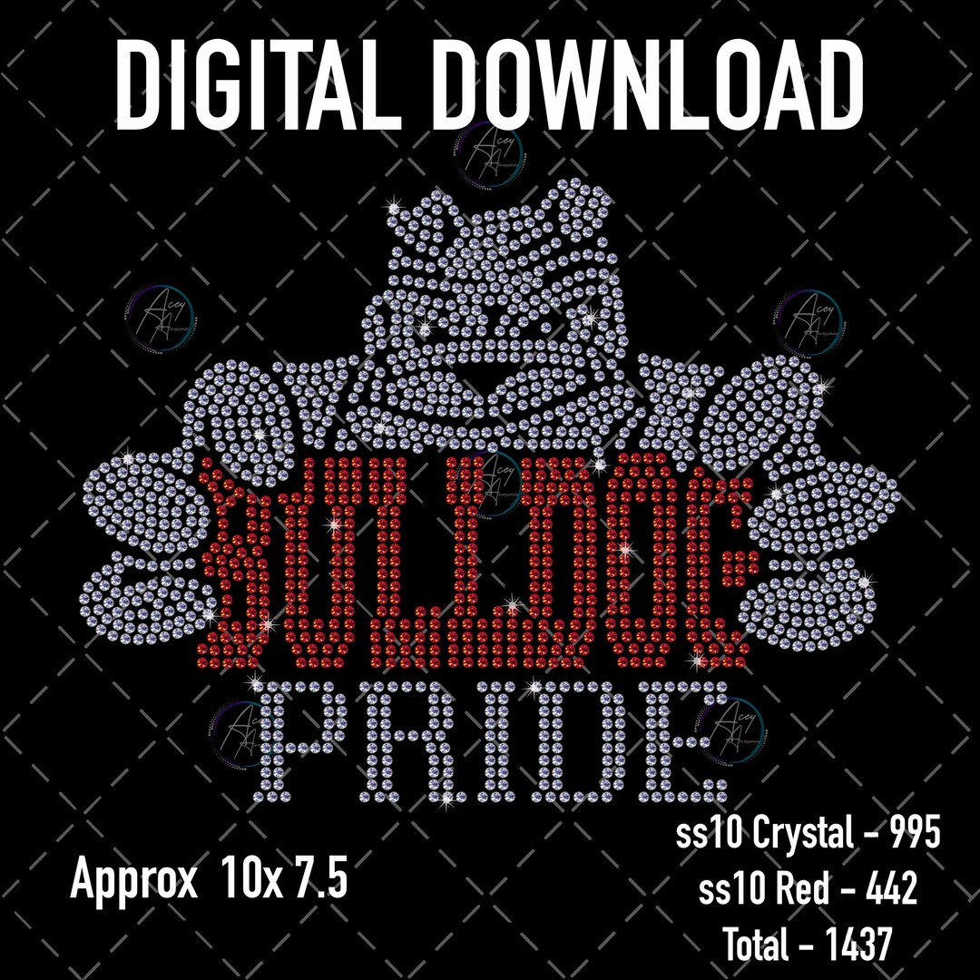 Bulldogs Rhinestone Template | Bulldog Pride Bling Shirt Design ...