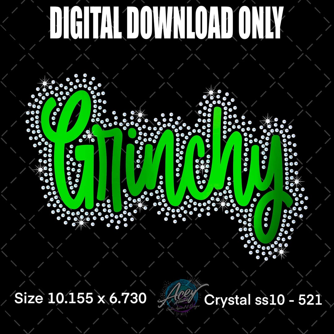 Grinchy Rhinestone Template, Christmas PNG, Grinch, Rhinestone Design ...