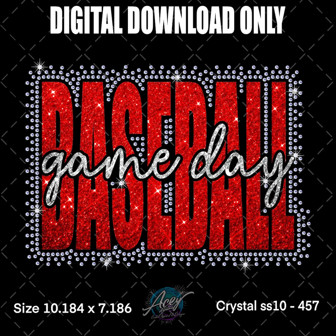 Baseball Game Day Rhinestone Template SVG PNG SSV3 | Sports Rhinestone ...